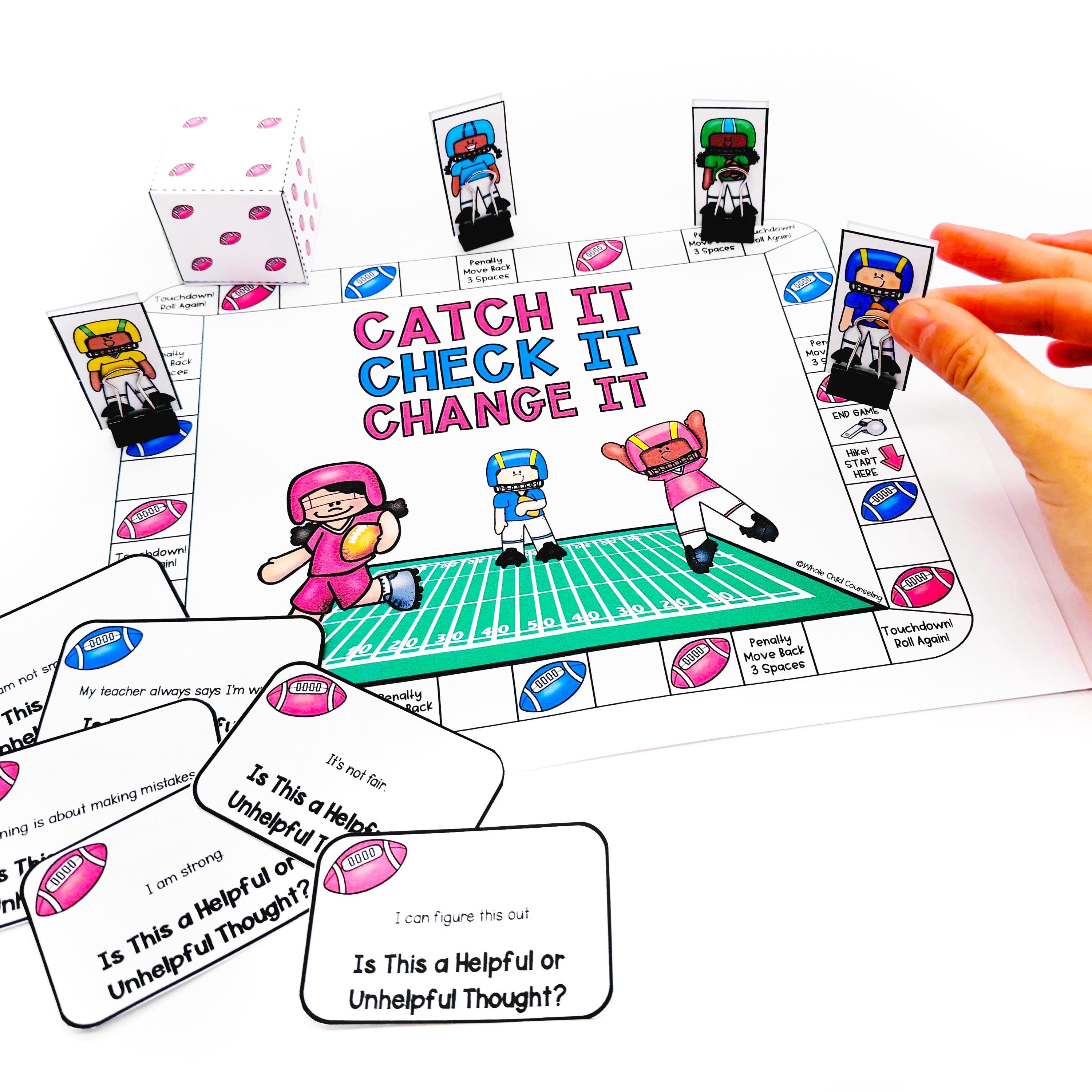 CBT Football Digital & Printable Board Game, Kids Therapy Tools for ...