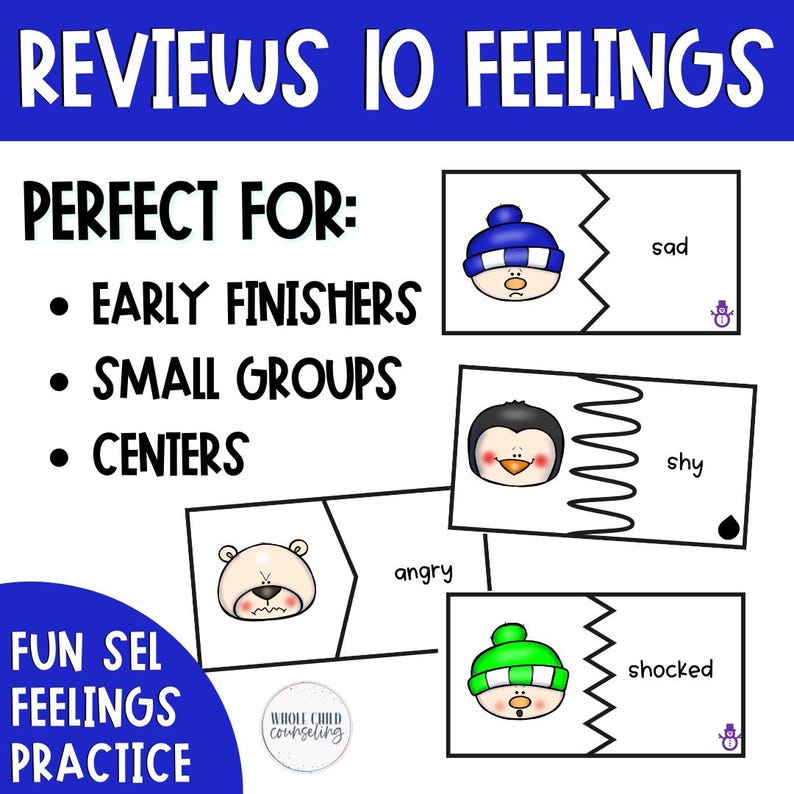 Winter Puzzles for Kids, Printable Feelings Puzzle, Social Emotional ...