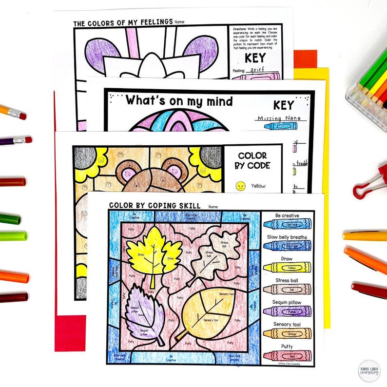 Color by Code Fall Feelings Squirrel Activity, Autumn Social Emotional ...
