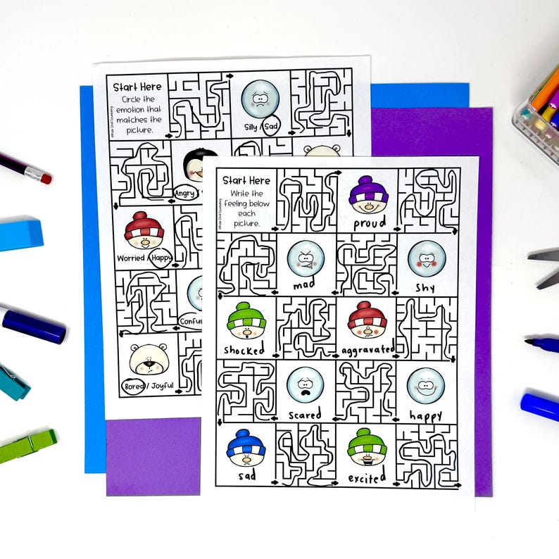 Winter Feelings Mazes for Kids, Printable Self Esteem Games for Kids ...