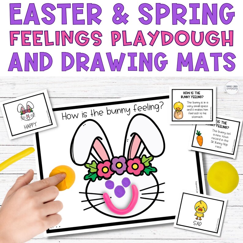 Easter Feelings Playdough Mat Printable, Naming Feelings Cards, Kids ...