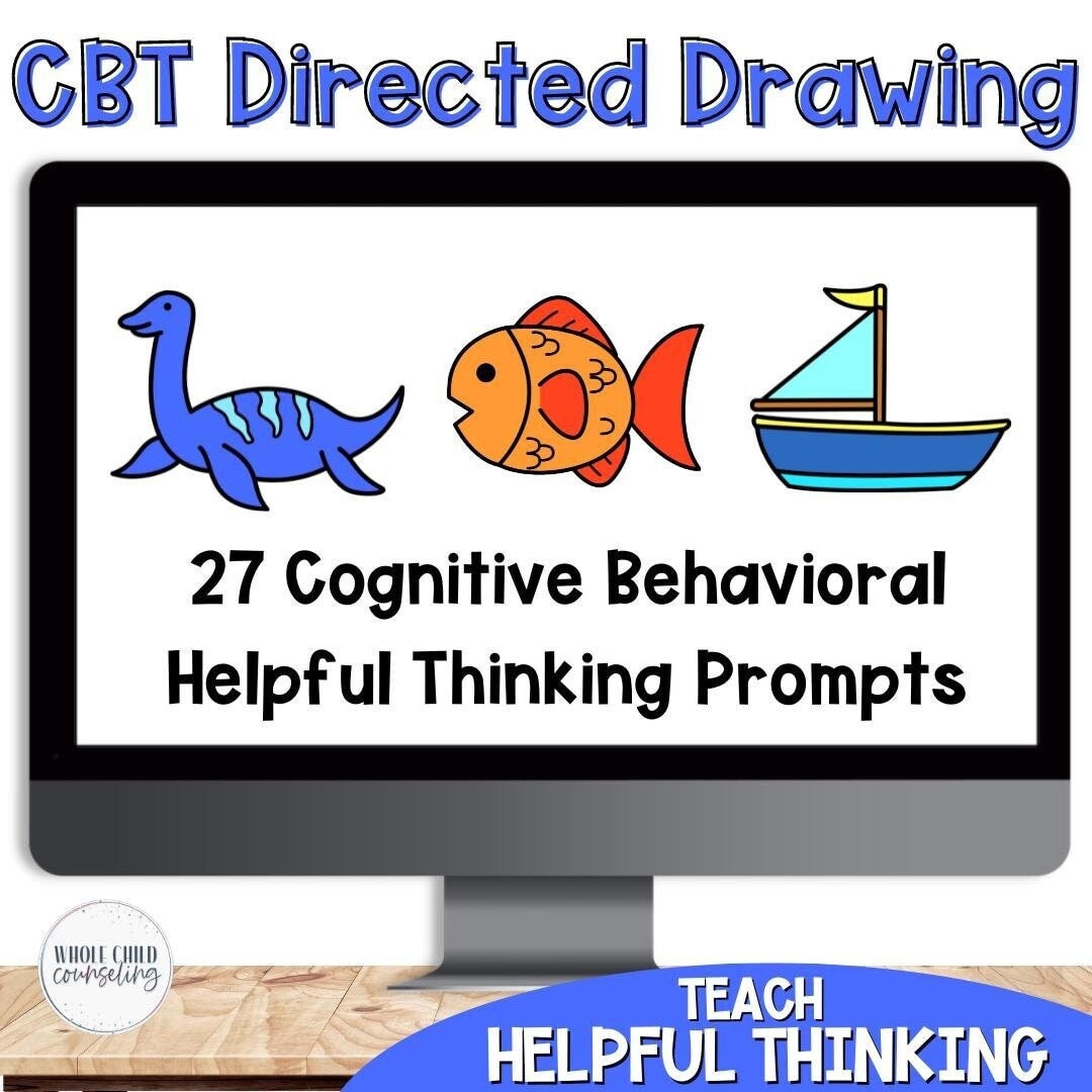 CBT Worksheets Guided & Directed Drawing Set 3, Cognitive Distortion ...