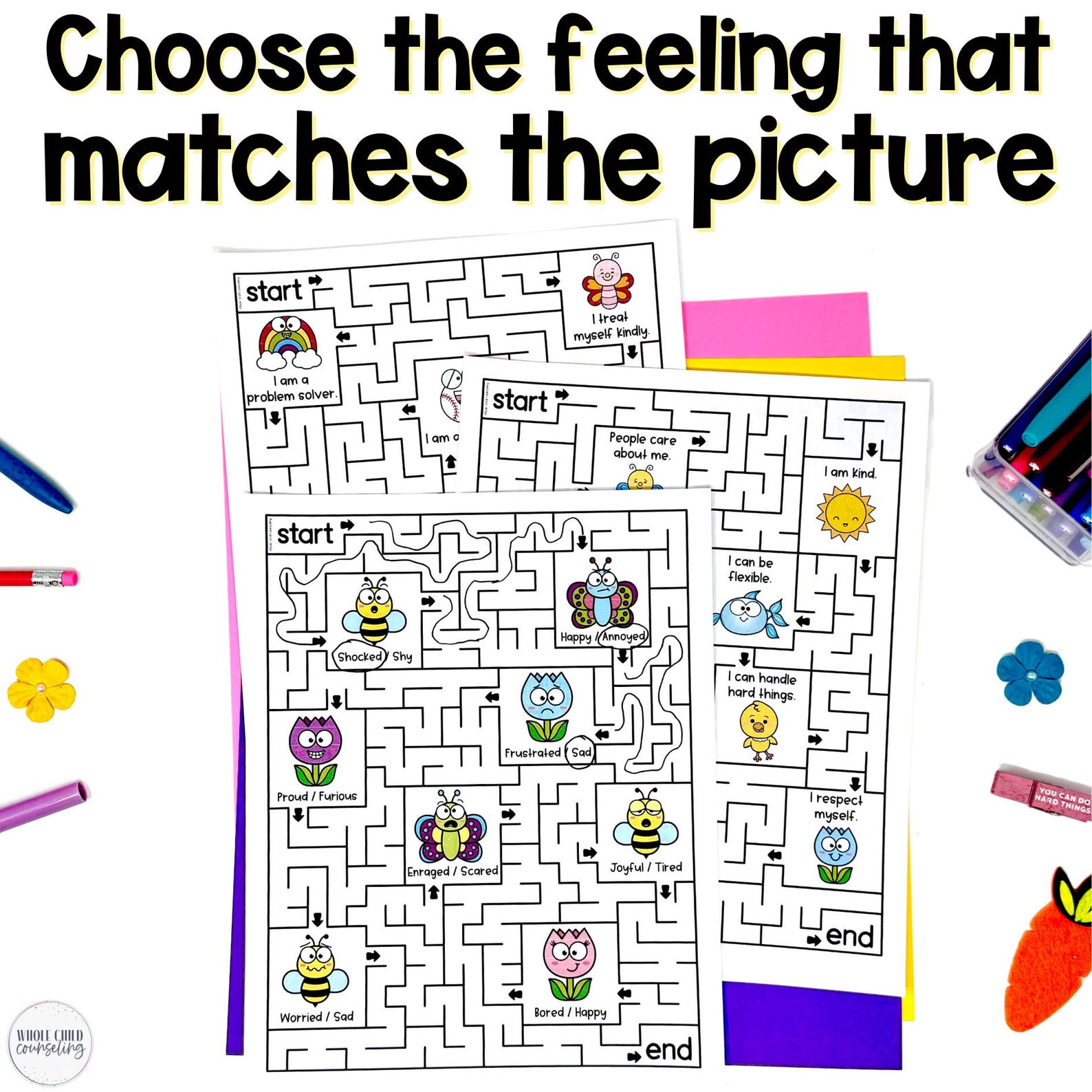 Spring Feelings Mazes, Printable Self Esteem Activity for Kids ...