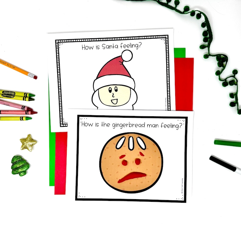 Christmas Feelings Dough and Drawing Emotions Mats for Social Emotional ...