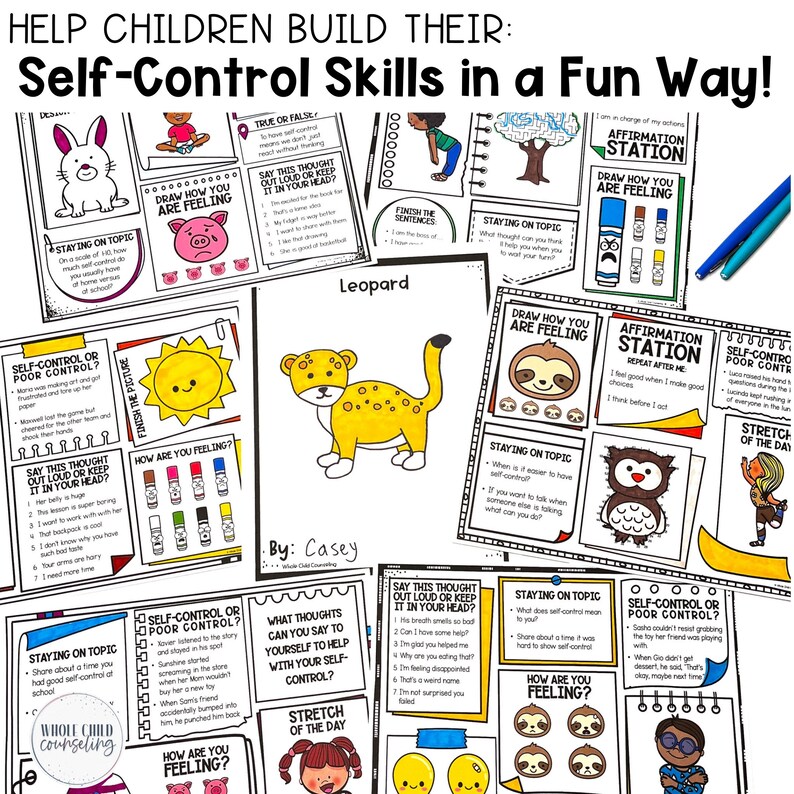 Self Control Homeschool Printable SEL Worksheets Digital Download ...