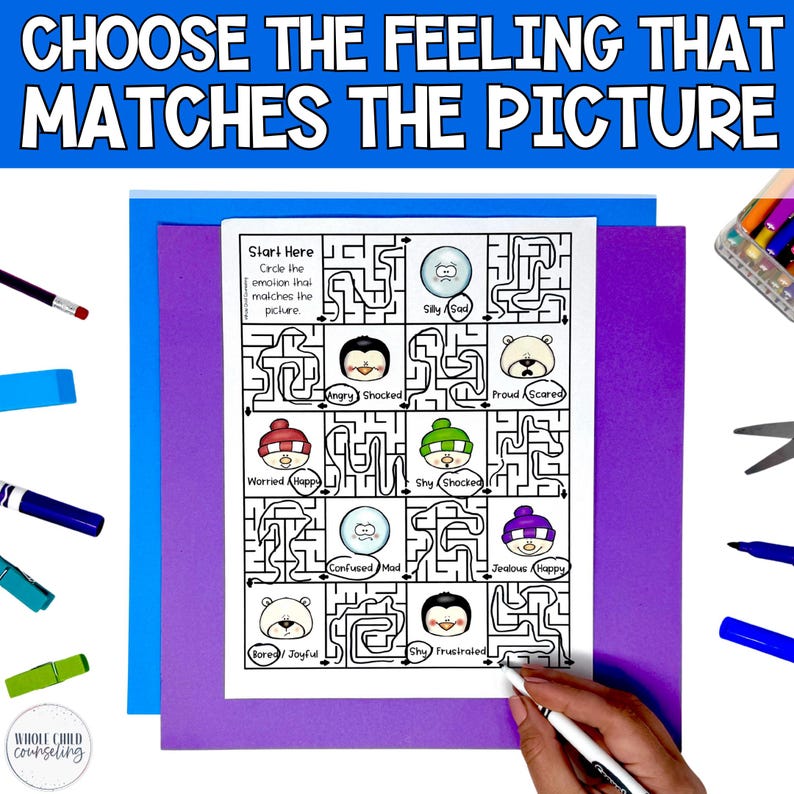 Winter Feelings Mazes for Kids, Printable Self Esteem Games for Kids ...