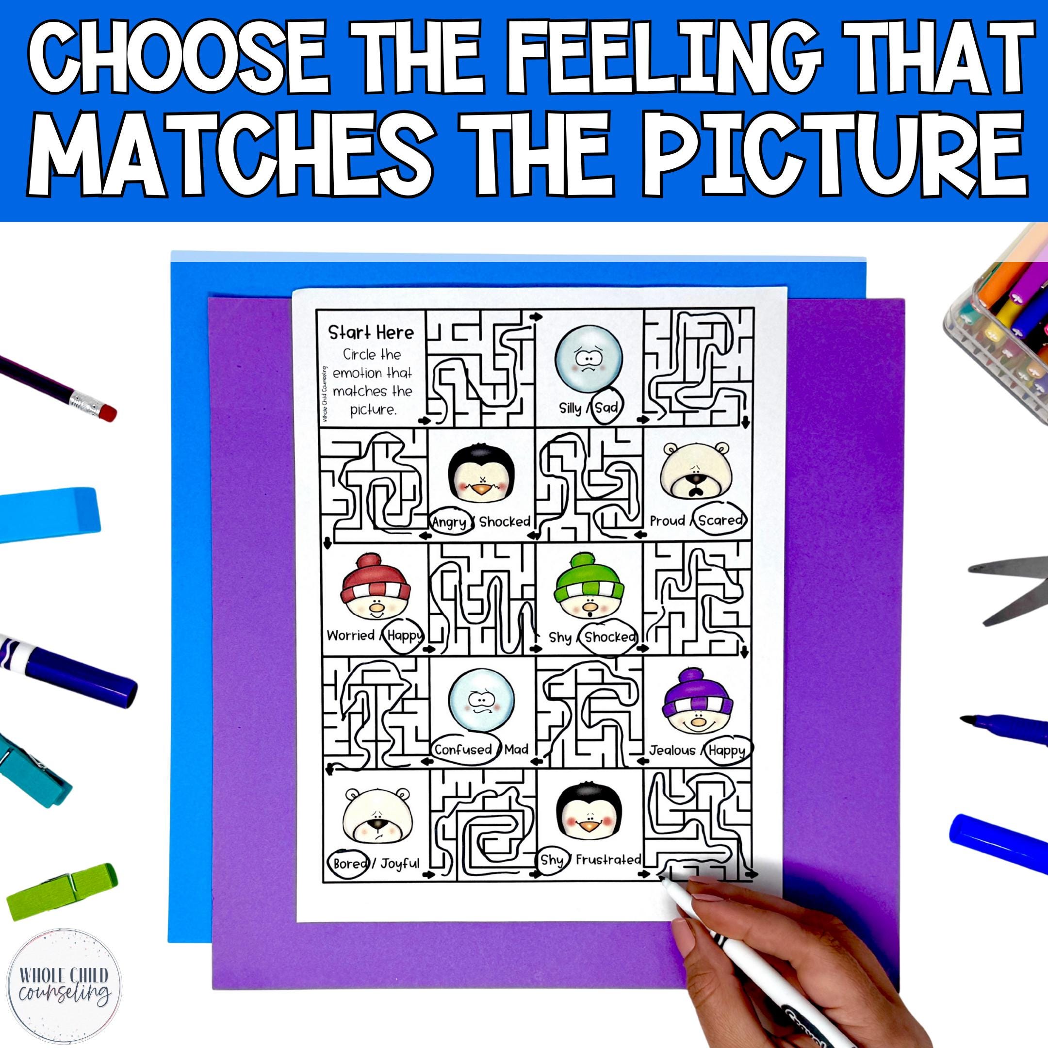 Winter Feelings Mazes for Kids, Printable Self Esteem Games for Kids ...