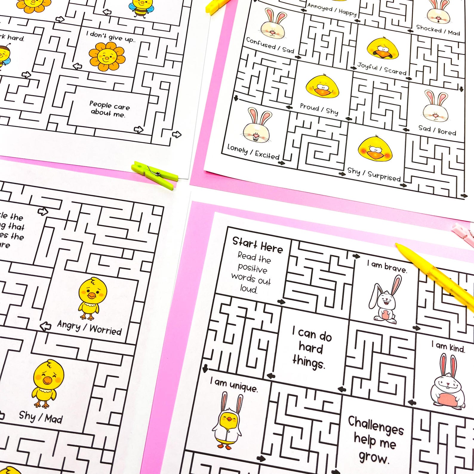 Easter Feelings Mazes, Printable Self Esteem Activity for Kids ...