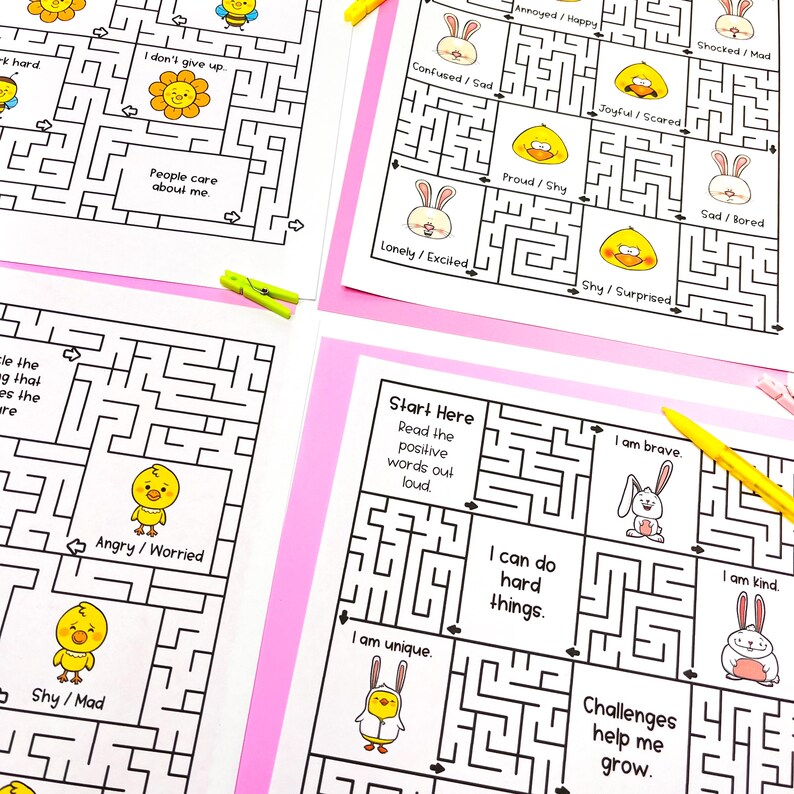 Easter Feelings Mazes, Printable Self Esteem Activity for Kids ...