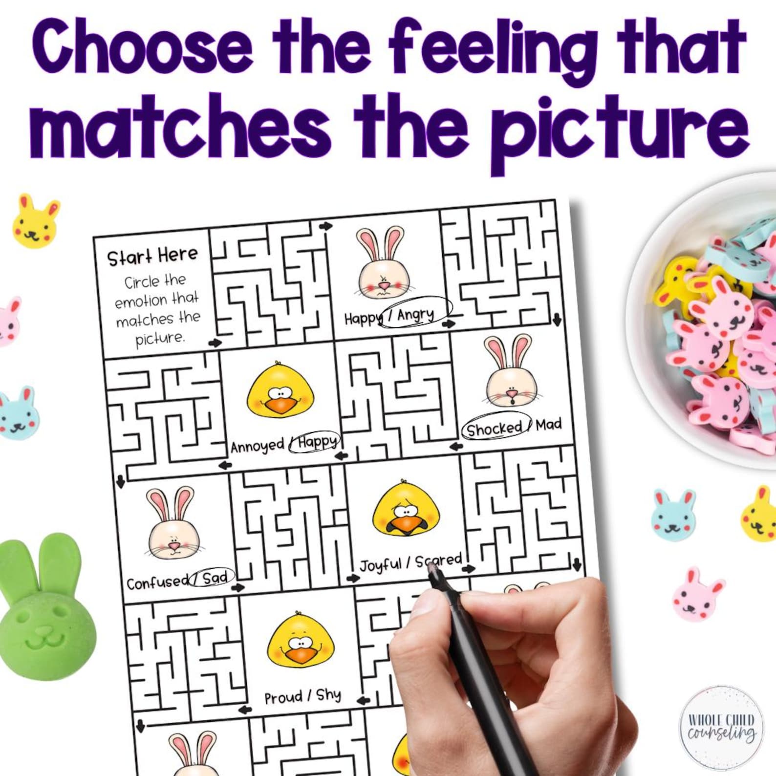 Easter Feelings Mazes, Printable Self Esteem Activity for Kids ...