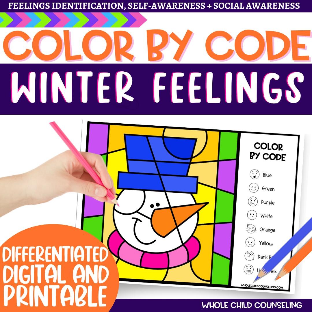 Winter Color by Code Feelings, Social Emotional Learning, Emotional ...