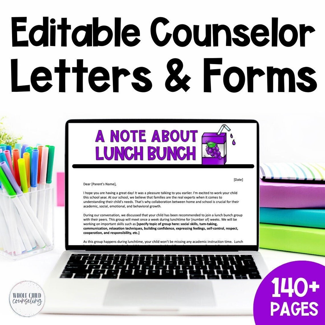 School Counselor Editable Letters Handouts & Forms for Parent ...