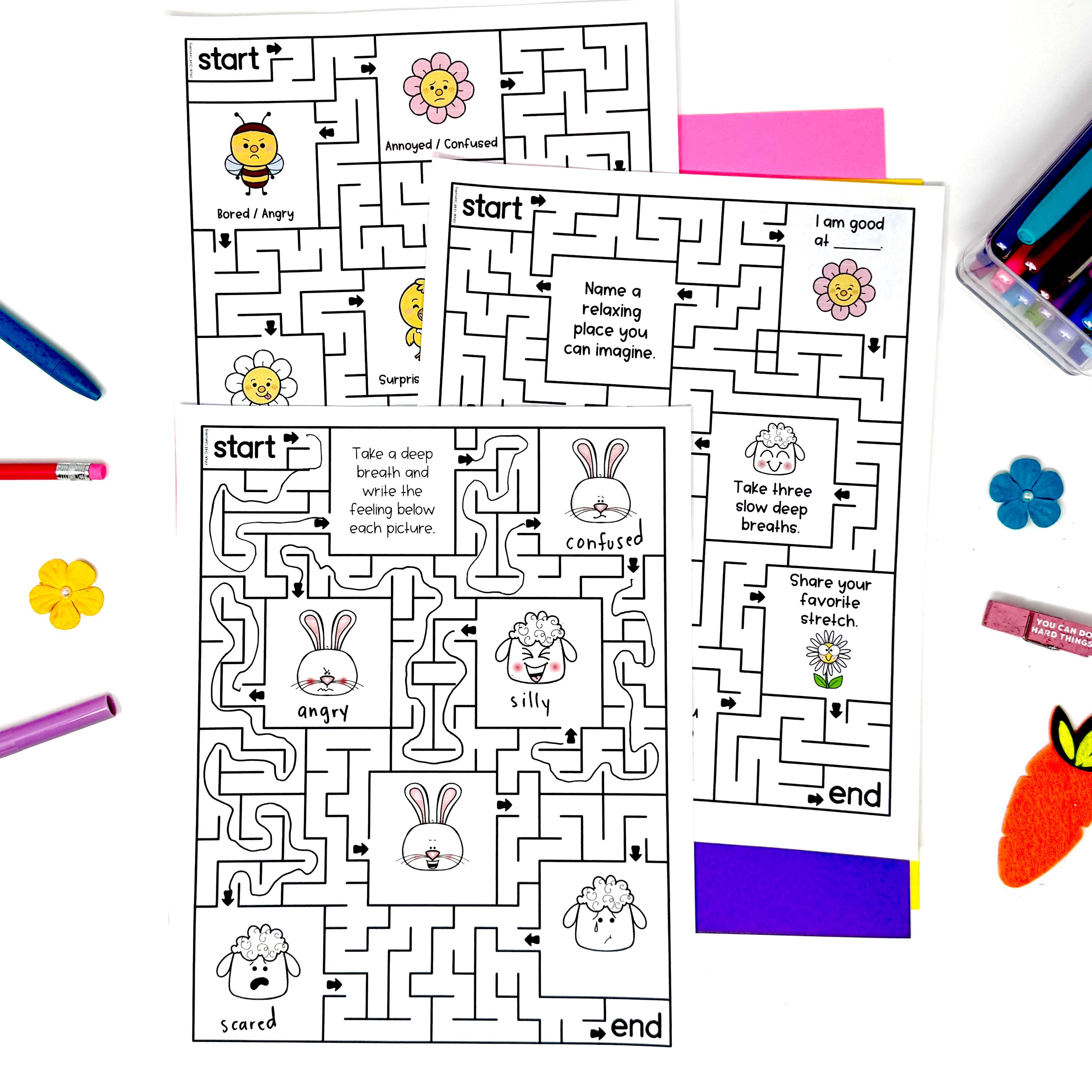 Spring Feelings Mazes, Printable Self Esteem Activity for Kids ...