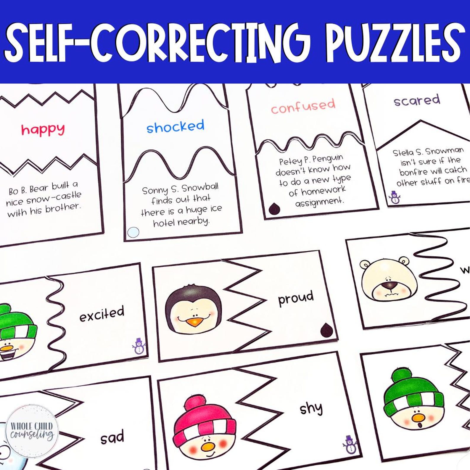 Winter Puzzles for Kids, Printable Feelings Puzzle, Social Emotional ...