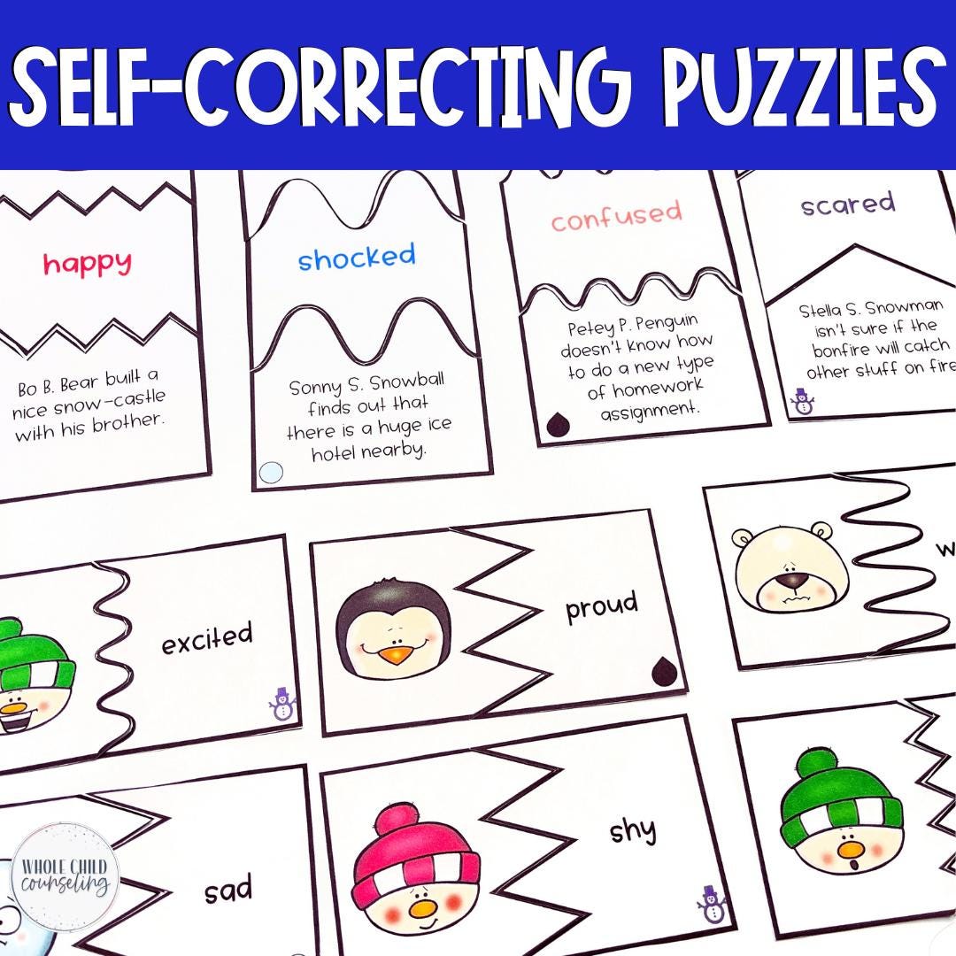 Winter Puzzles for Kids, Printable Feelings Puzzle, Social Emotional ...