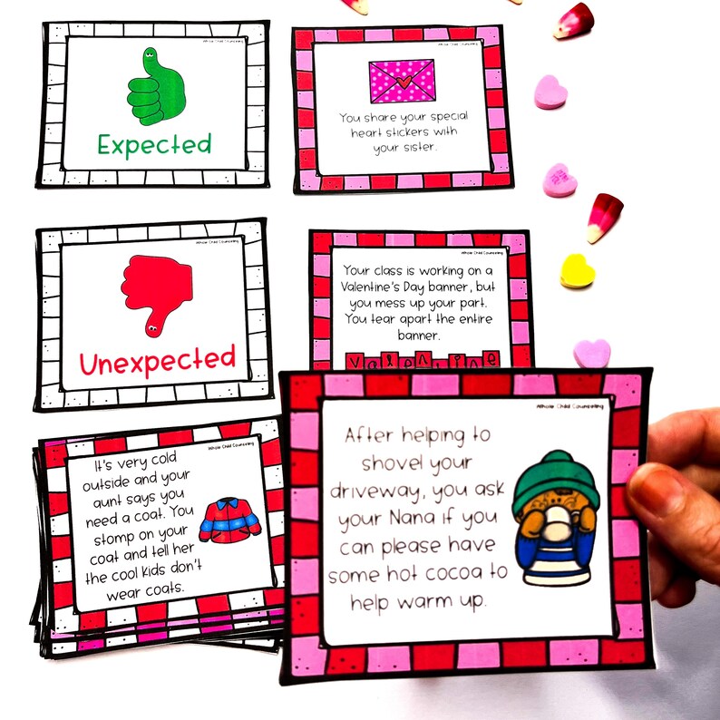 Valentine's Day Counseling Game, Expected Vs Unexpected Behavior Game ...