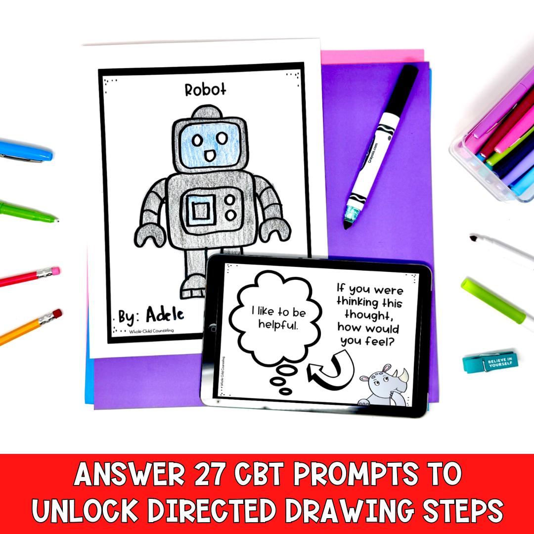 CBT Worksheets Guided & Directed Drawing Set 2, Cognitive Distortion ...