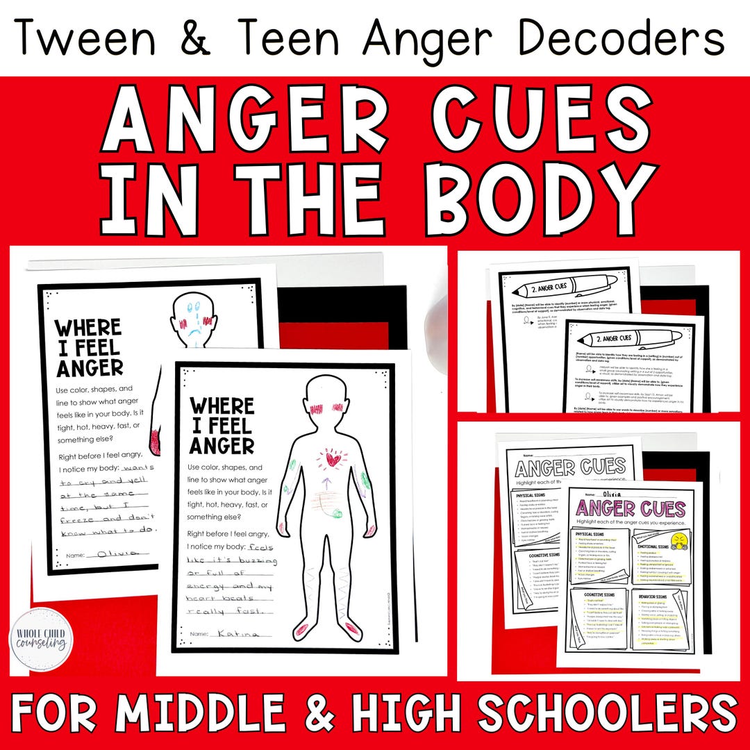 Tween and Teen Anger Management Interoception SEL Worksheets: Anger ...