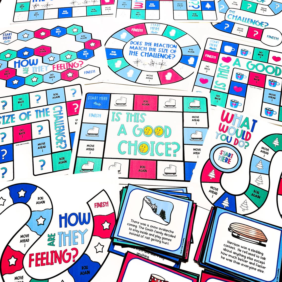 Winter SEL Therapy Board Games, Winter Social Emotional Learning Game ...