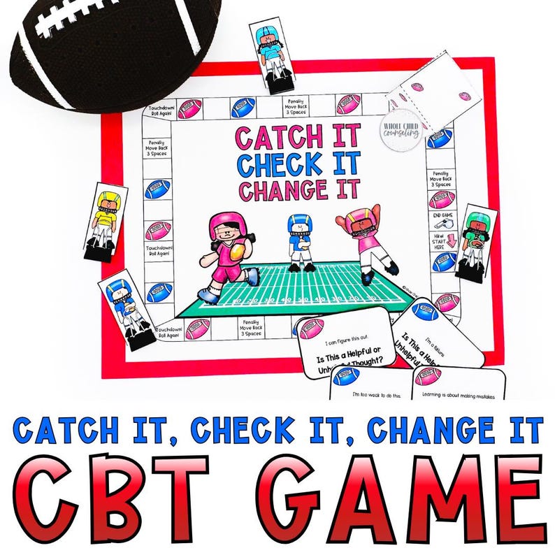 CBT Football Digital & Printable Board Game, Kids Therapy Tools for ...