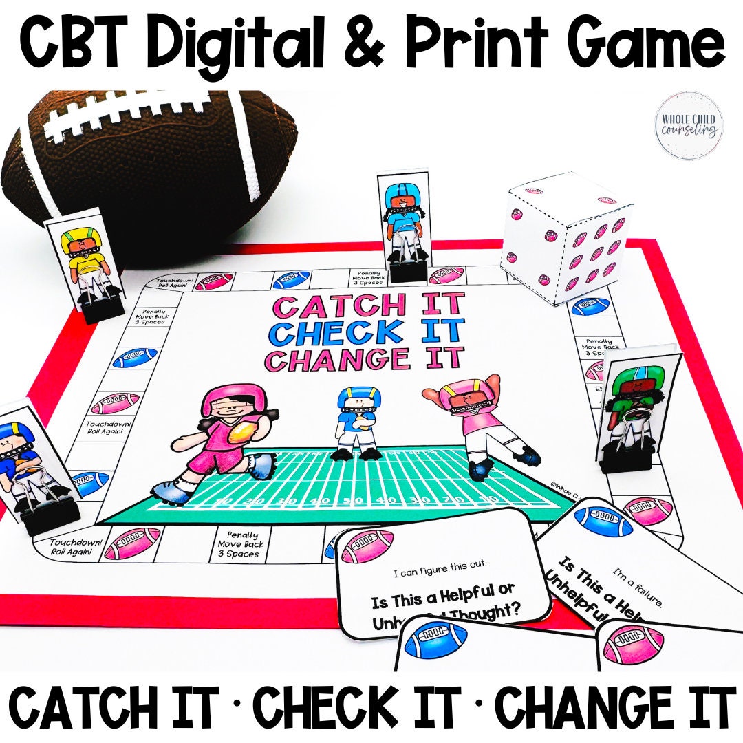 CBT Football Digital & Printable Board Game, Kids Therapy Tools for ...
