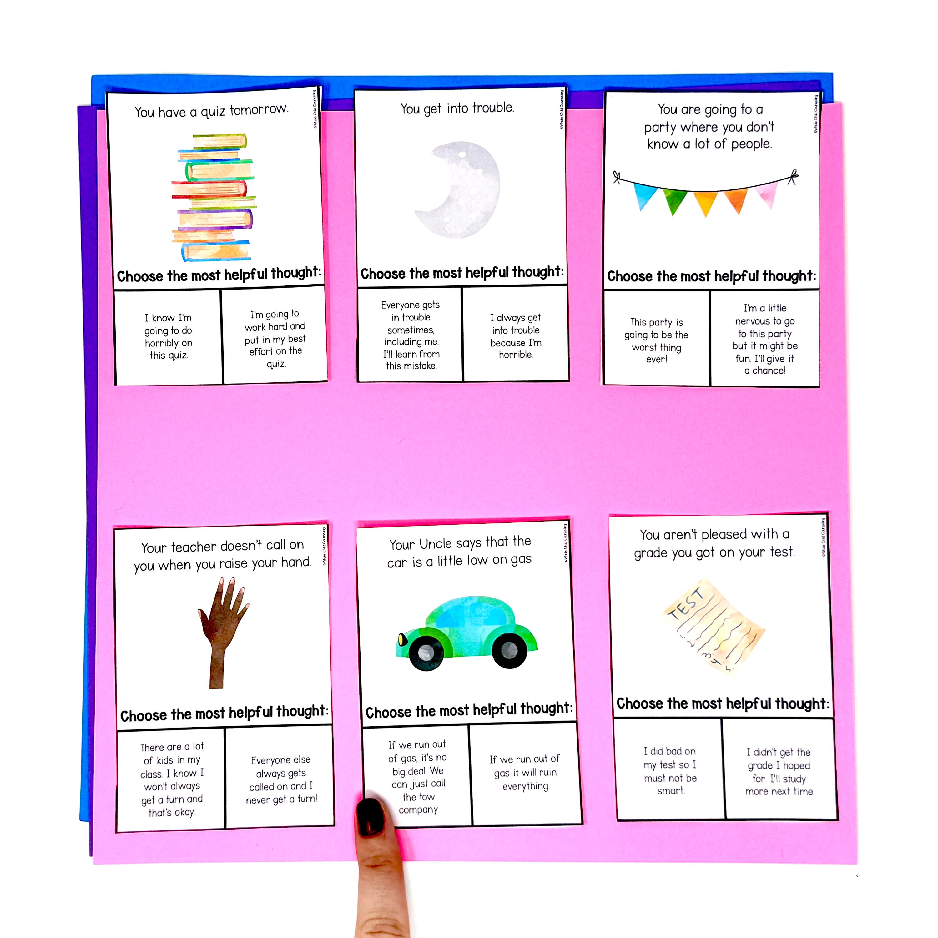 Changing Unhelpful Thoughts CBT Game, Social Emotional Learning, Print ...