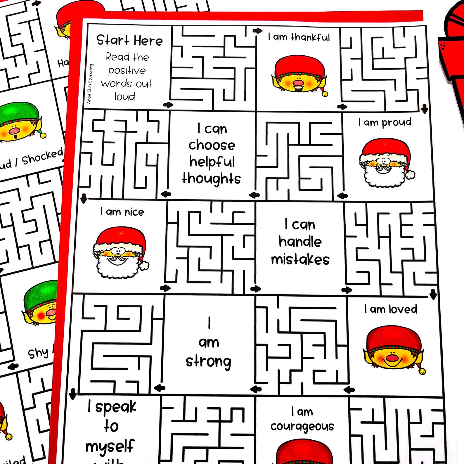 Christmas Mazes for Kids, Printable Self Esteem Games for Kids ...