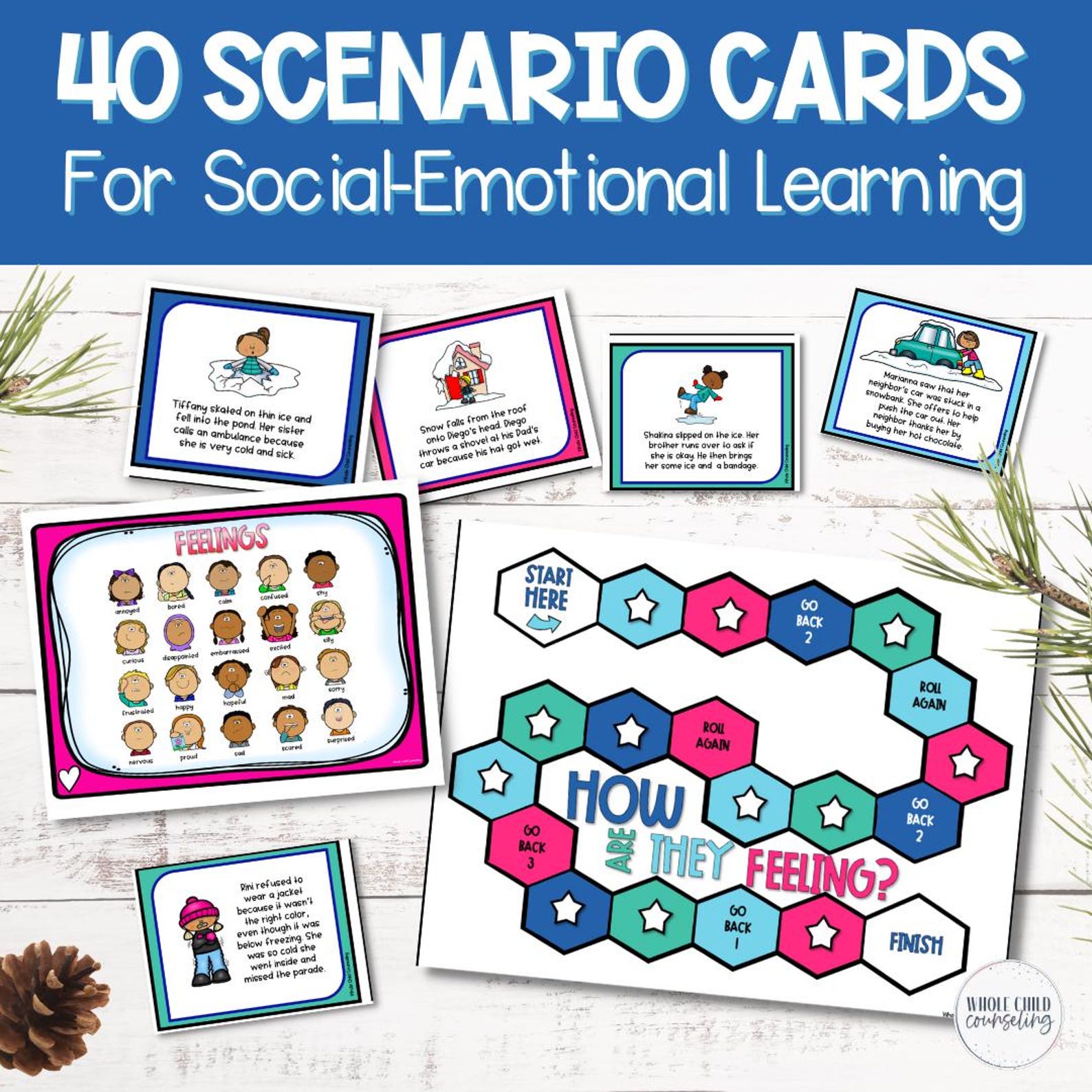 Winter SEL Therapy Board Games, Winter Social Emotional Learning Game ...