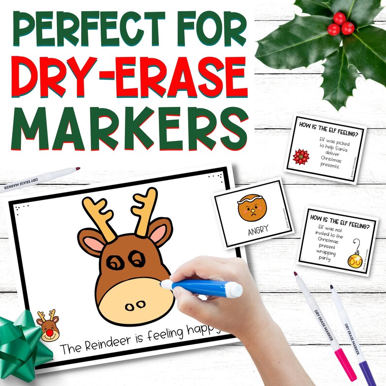 Christmas Feelings Dough and Drawing Emotions Mats for Social Emotional ...