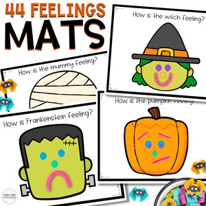 Halloween Naming Feelings Dough and Drawing Emotions Mats for Social ...