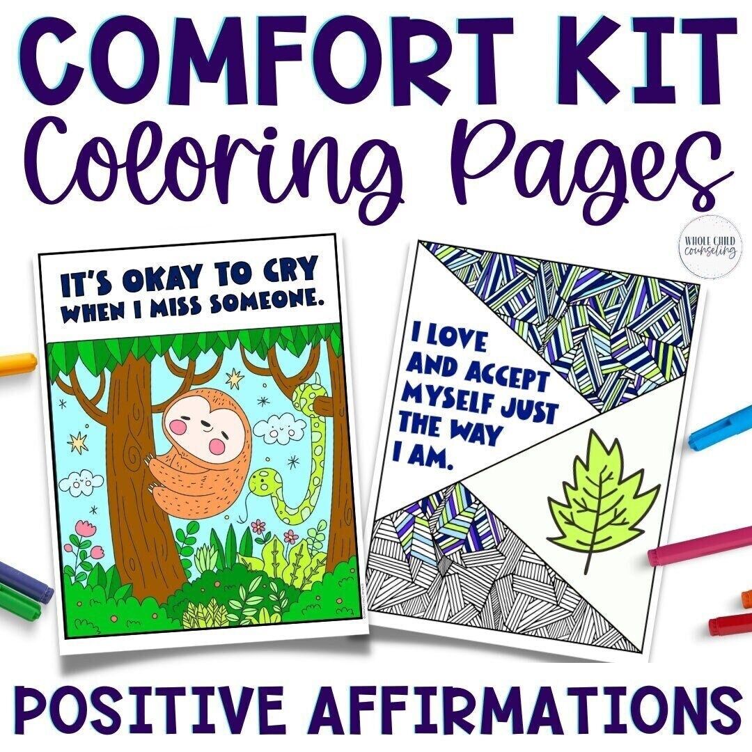 Positive Thinking & Affirmation Coloring Pages for Comfort Kit Grief ...