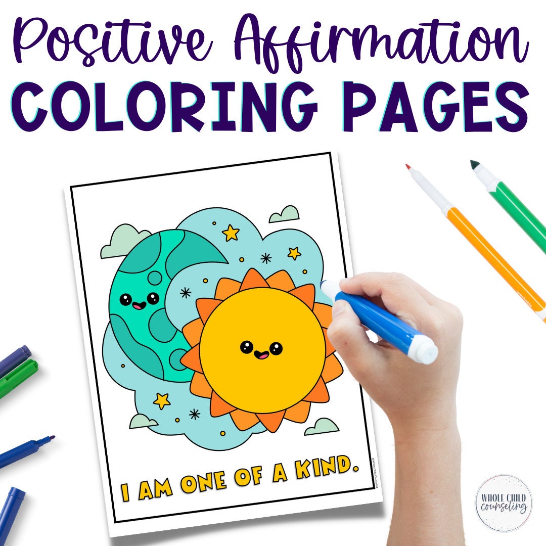 Positive Thinking & Affirmation Coloring Pages for Comfort Kit Grief ...