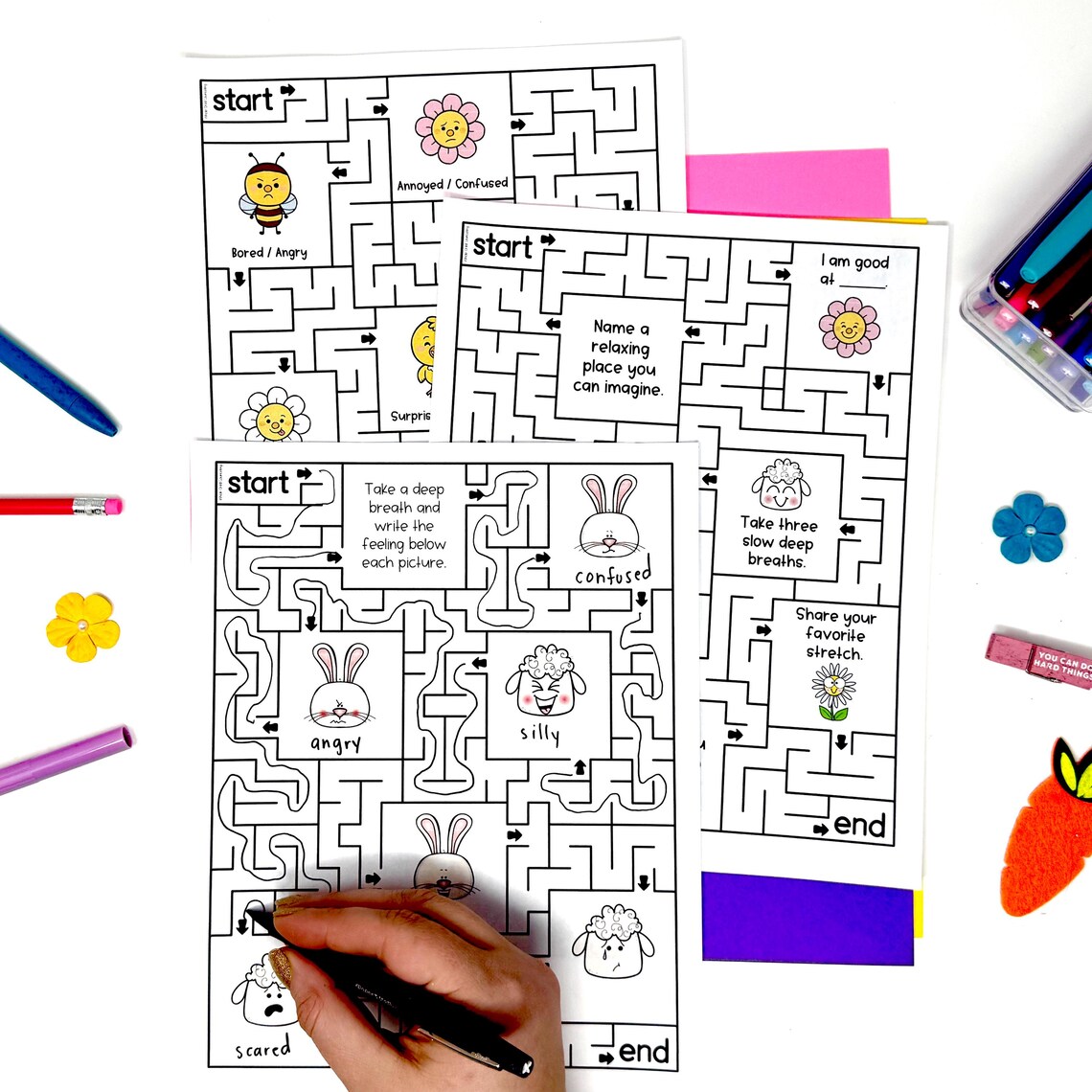 Spring Feelings Mazes, Printable Self Esteem Activity for Kids ...