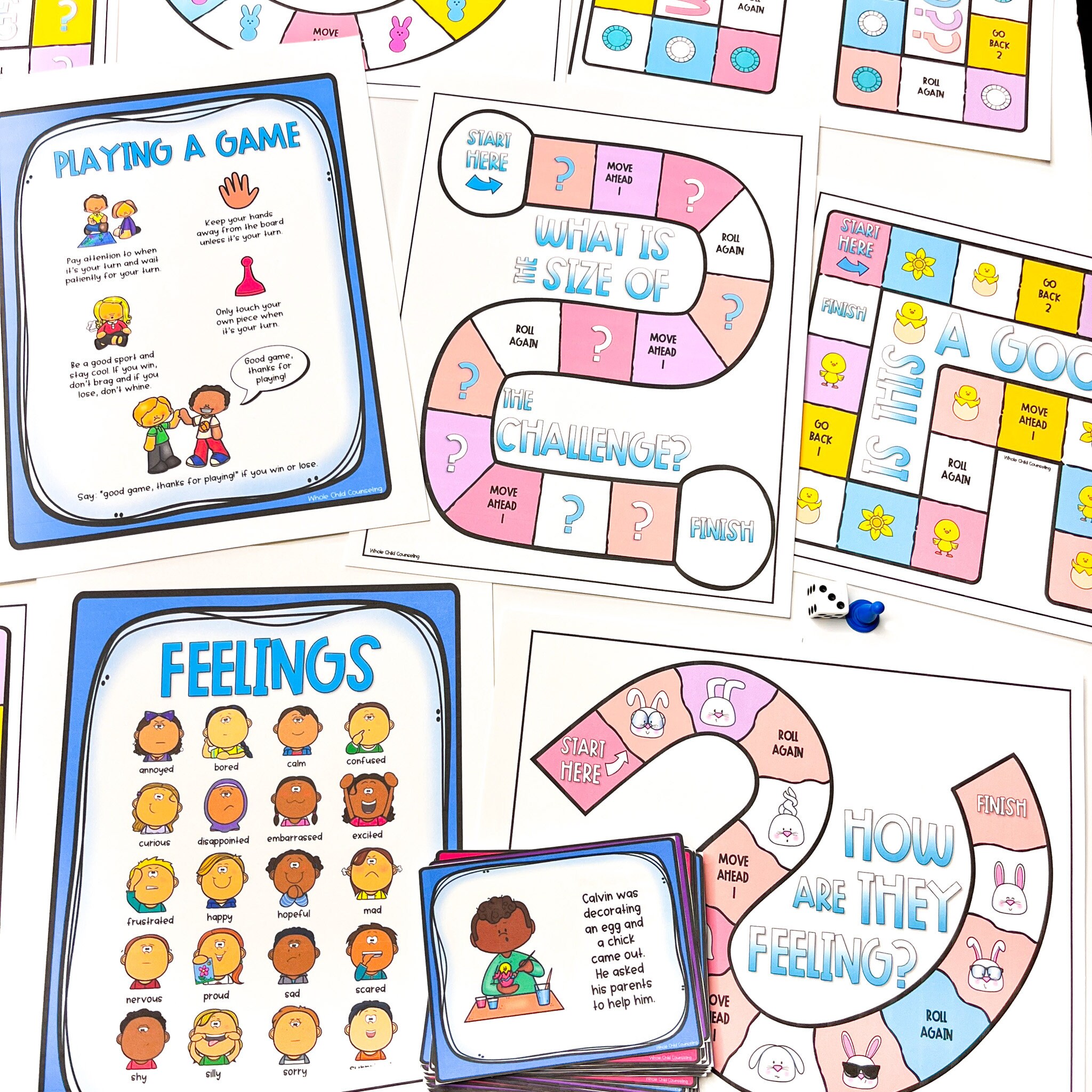 Easter Game Boards Printable, Kids Social Emotional Learning, Feelings ...