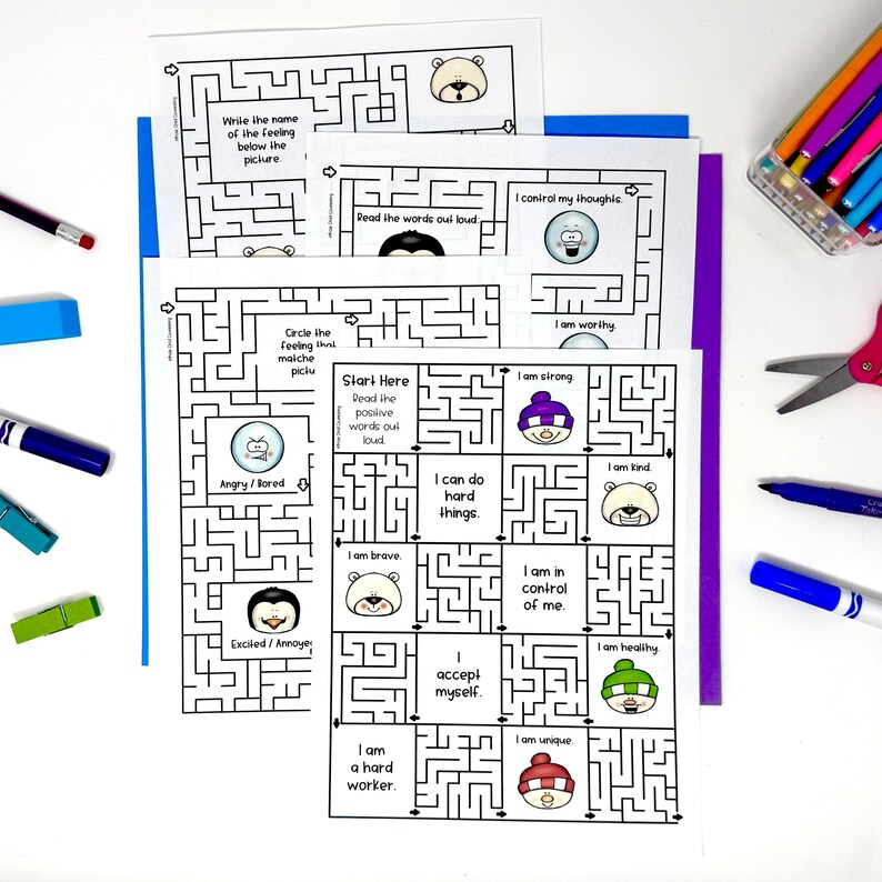 Winter Feelings Mazes for Kids, Printable Self Esteem Games for Kids ...