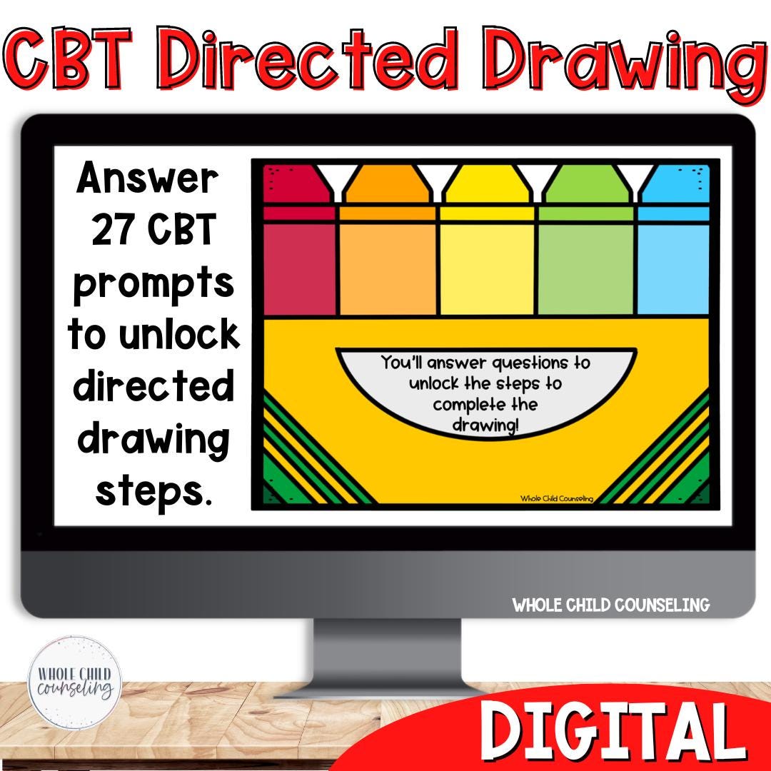 CBT Worksheets Guided & Directed Drawing Set 2, Cognitive Distortion ...