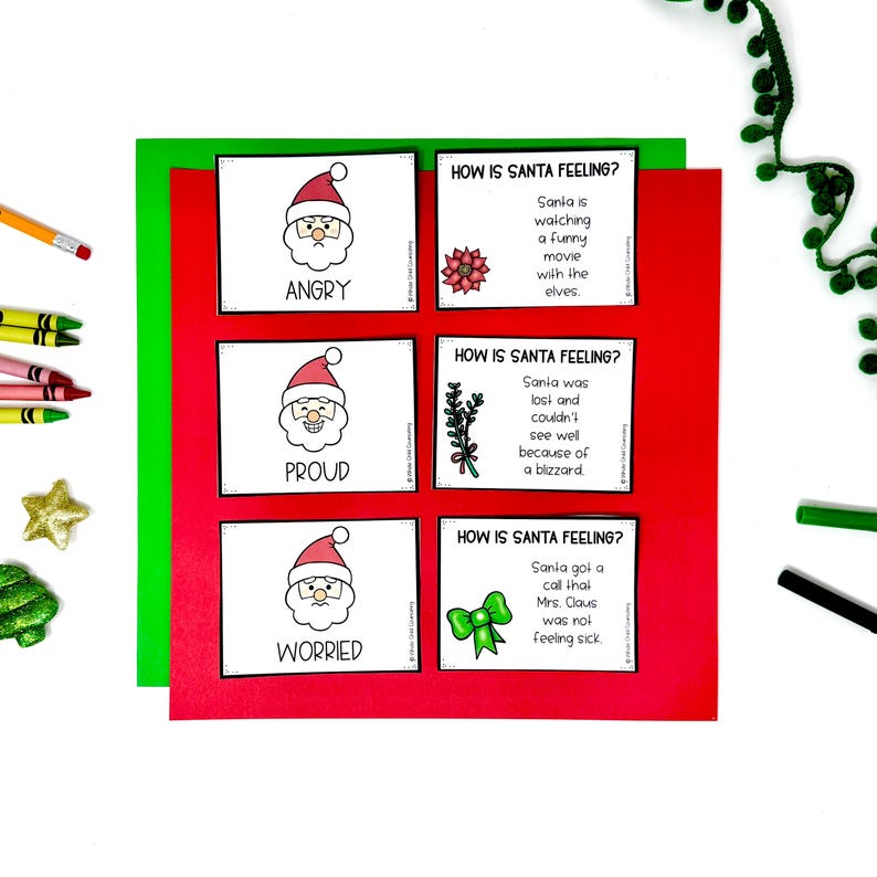 Christmas Feelings Dough and Drawing Emotions Mats for Social Emotional ...
