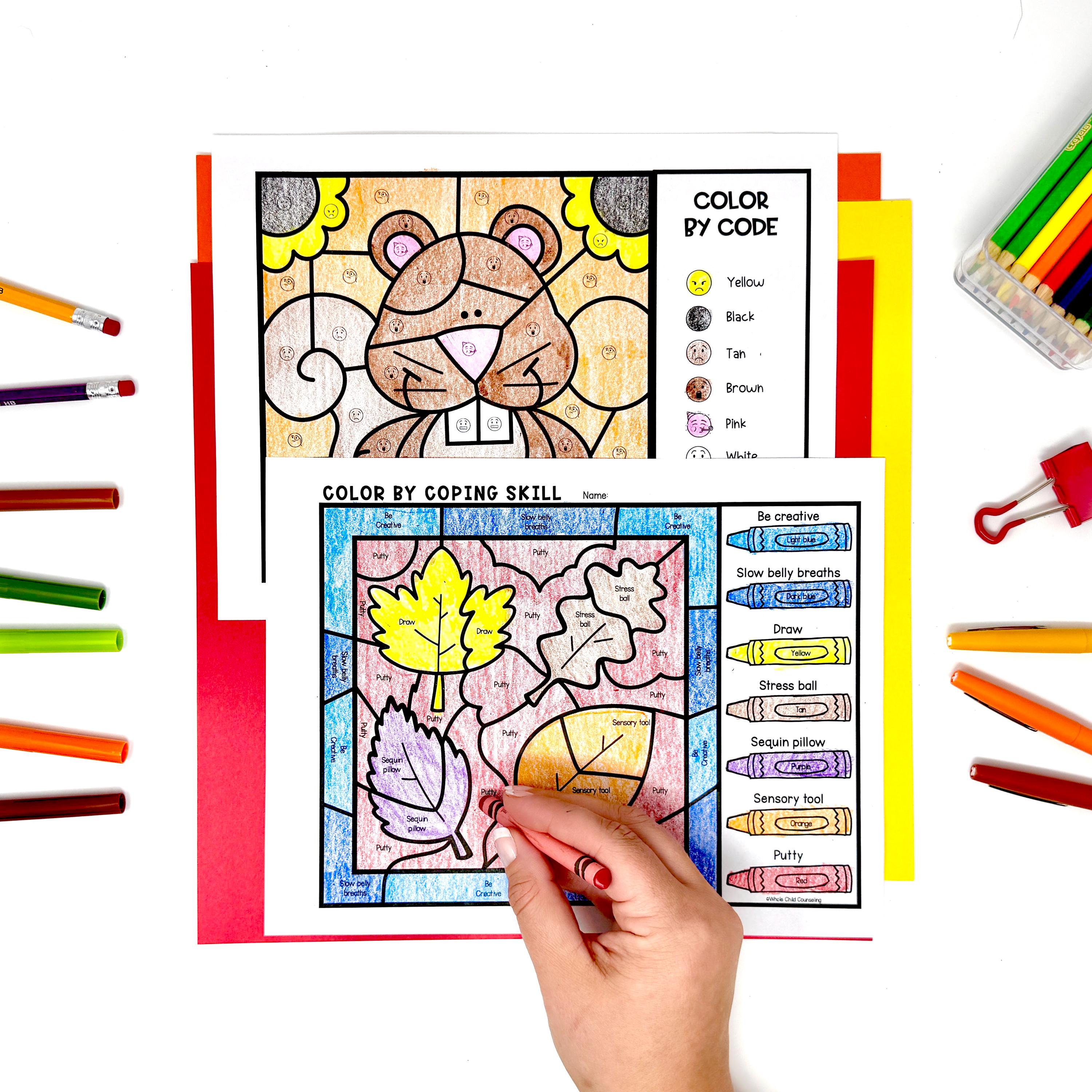 Color by Code Fall Feelings Squirrel Activity, Autumn Social Emotional ...