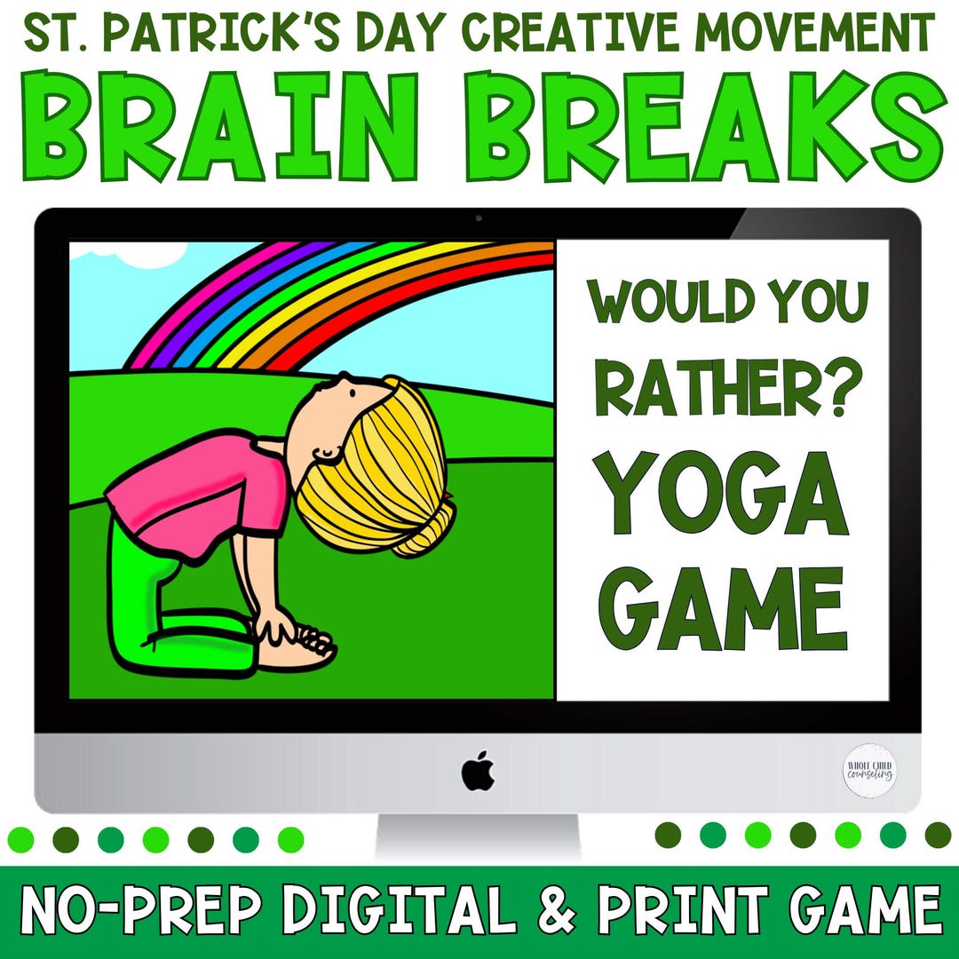 St. Patrick's Day Yoga Game, Would You Rather Game, Kids Yoga Movement ...