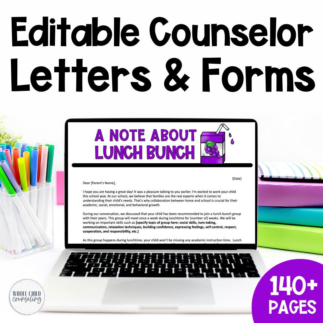 School Counselor Editable Letters Handouts & Forms for Parent ...