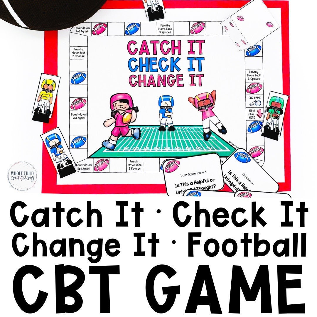 CBT Football Digital & Printable Board Game, Kids Therapy Tools for ...