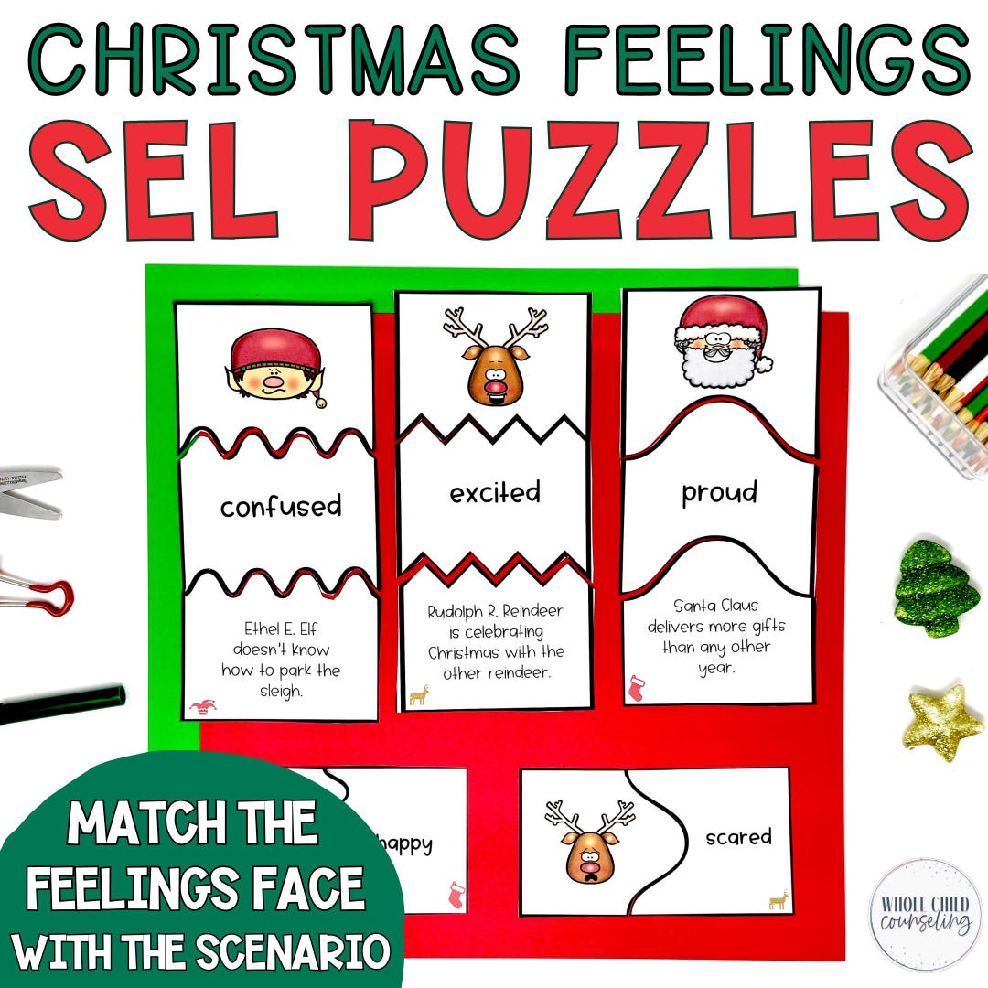 Christmas Feelings Puzzles for Kids, SEL Printable Puzzle, Social ...