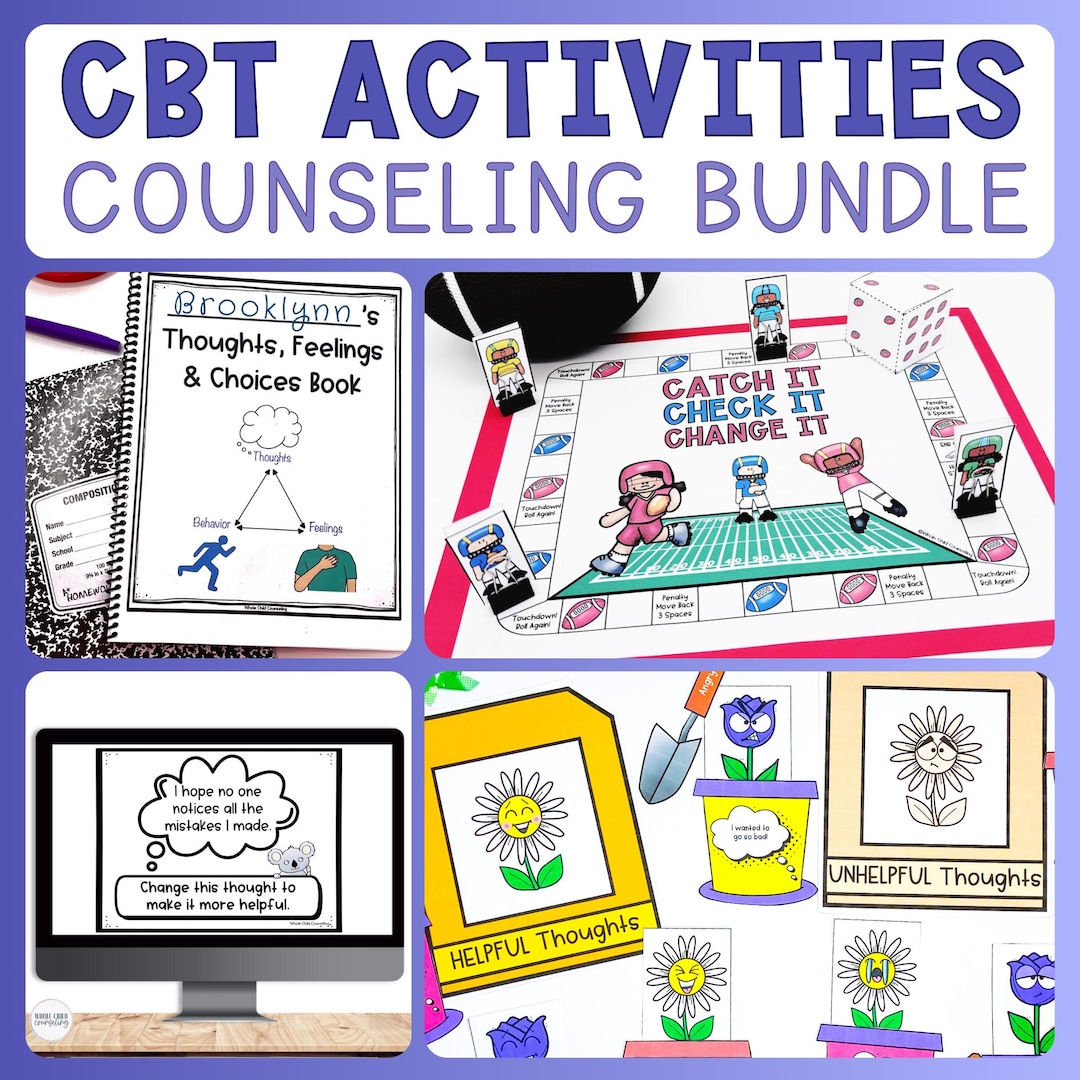 Cognitive Behavioral Therapy Counseling Activity & Workbook Bundle, CBT ...