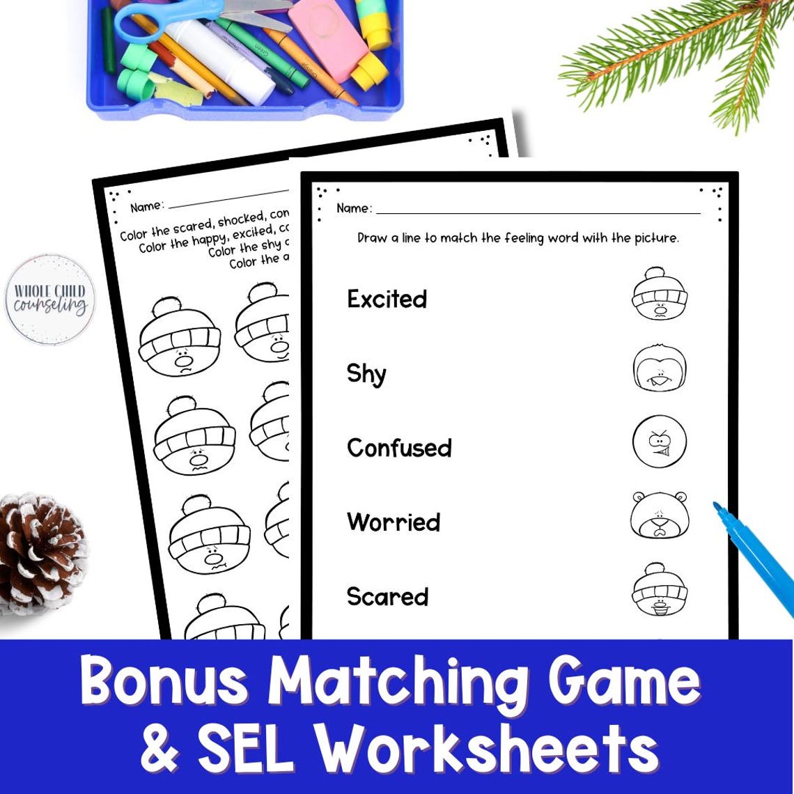 Winter Puzzles for Kids, Printable Feelings Puzzle, Social Emotional ...