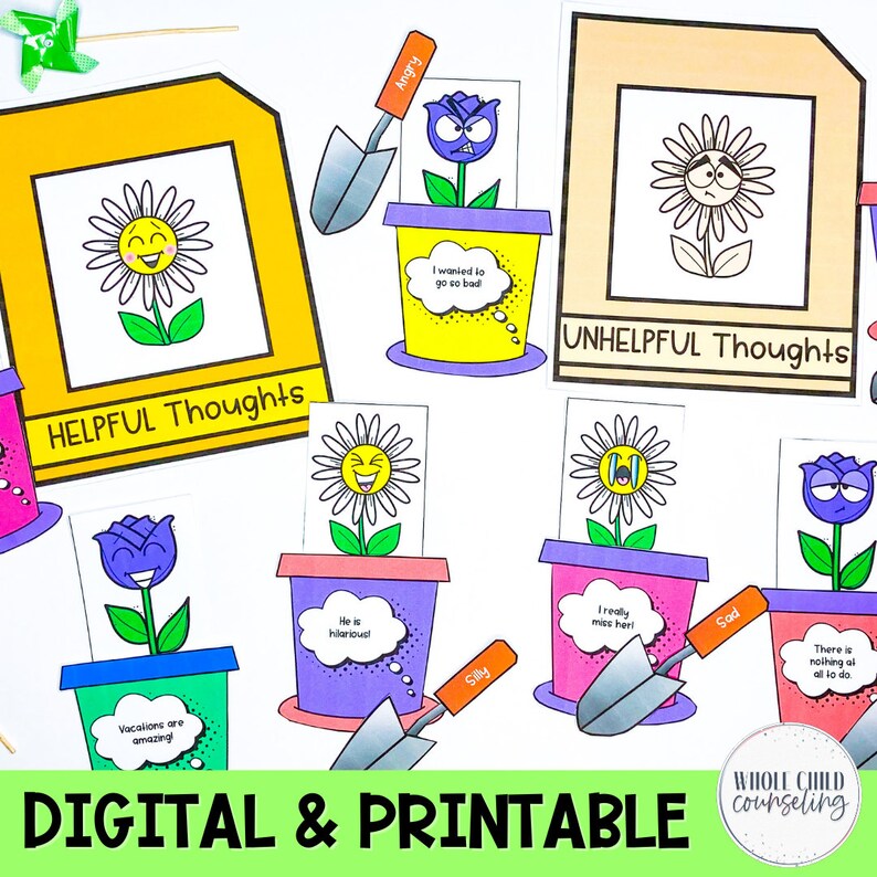 Connecting Thoughts and Feelings CBT Worksheets & Activity, Social ...