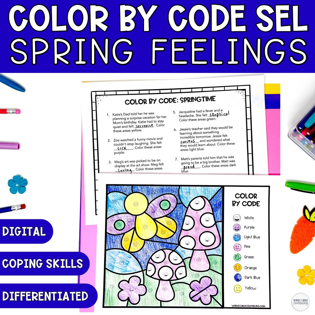 Spring Butterfly Coloring, Social Emotional Learning Regulation Tools ...
