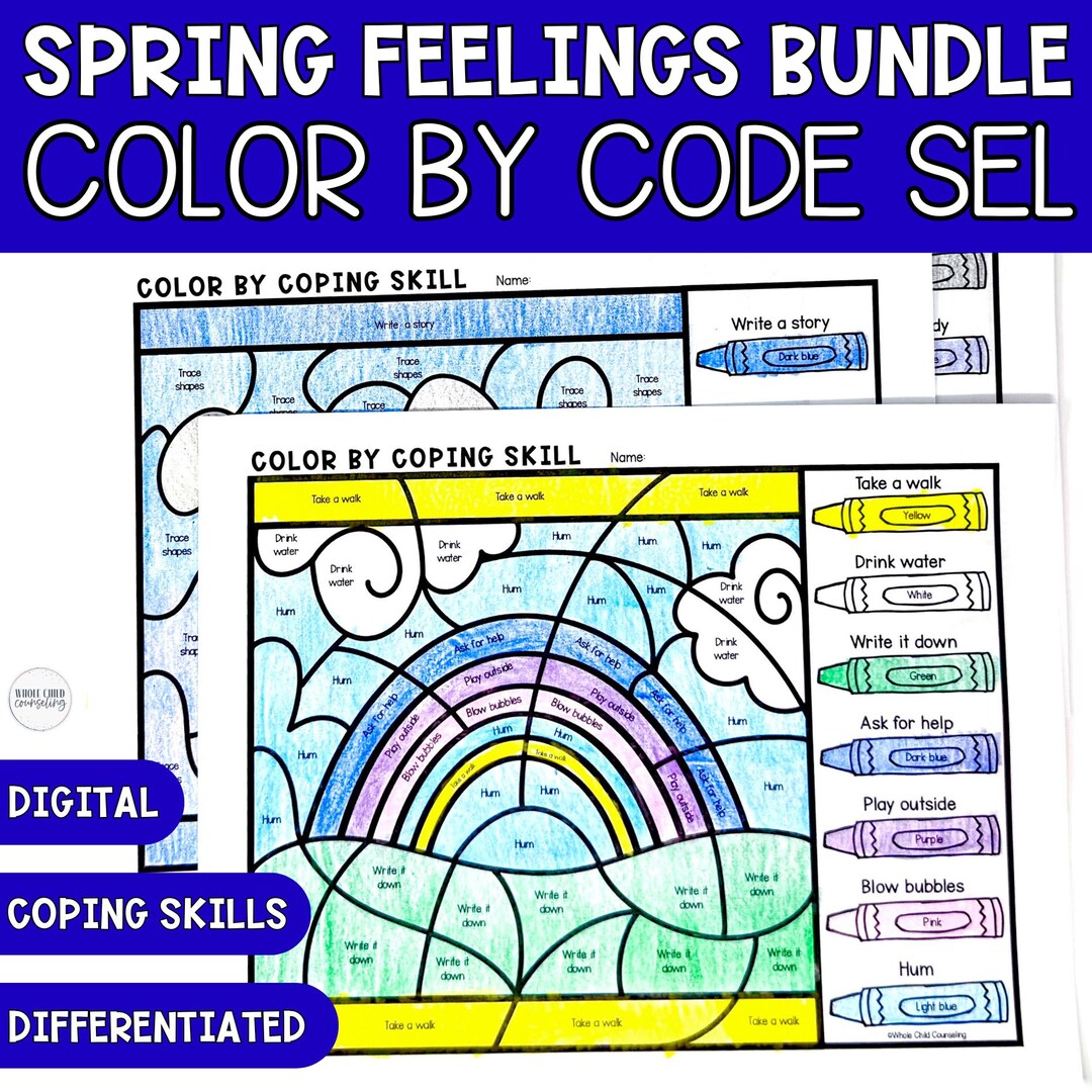 Spring Color by Code Bundle, Social Emotional Learning Regulation Tools ...