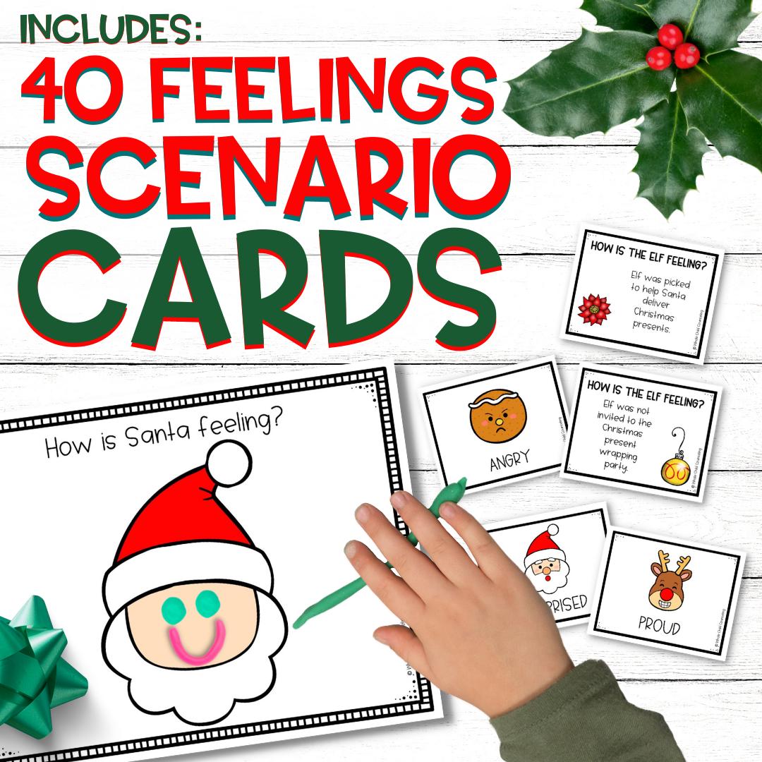 Christmas Feelings Dough and Drawing Emotions Mats for Social Emotional ...