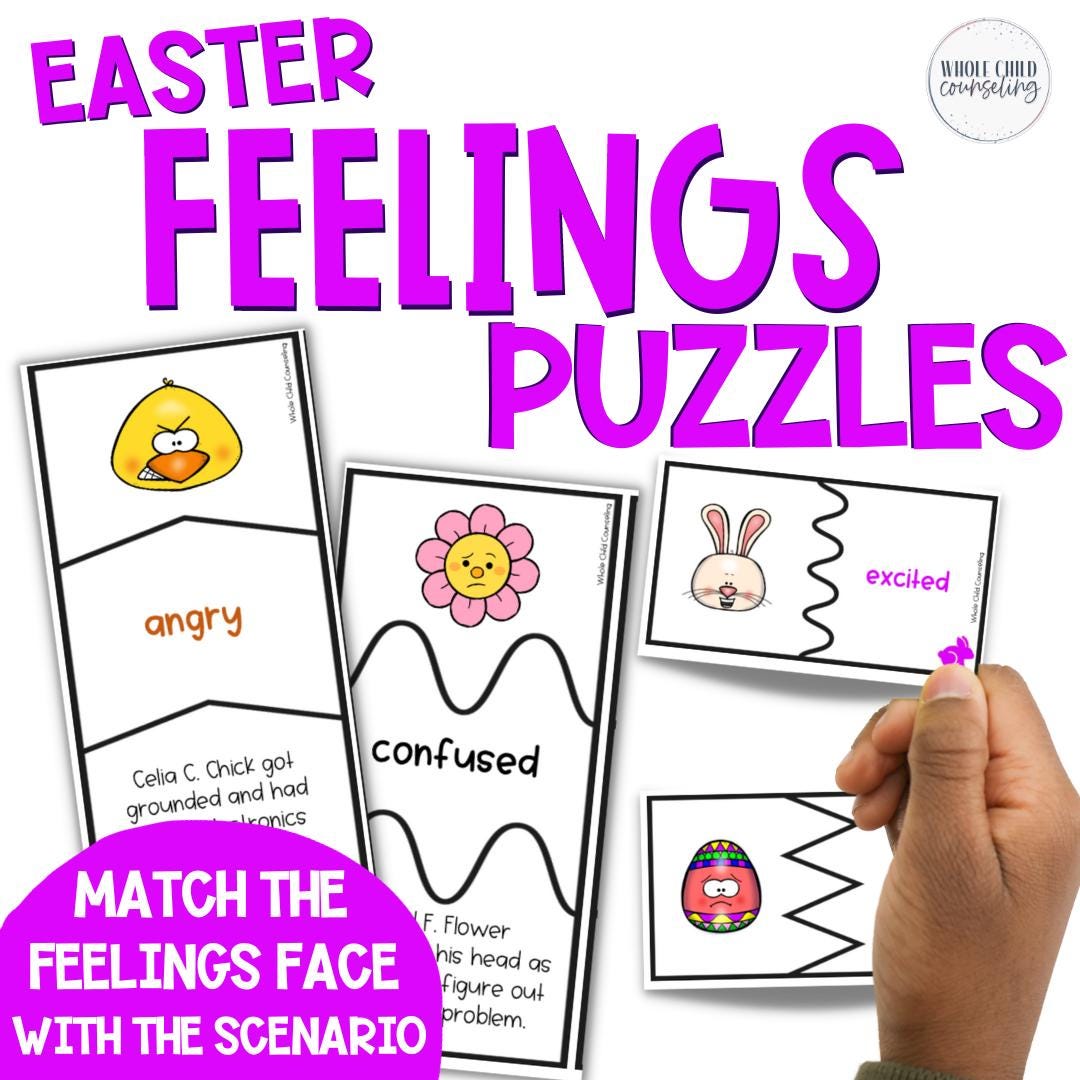 Easter Puzzles for Kids, Printable Feelings Puzzle, Social Emotional ...