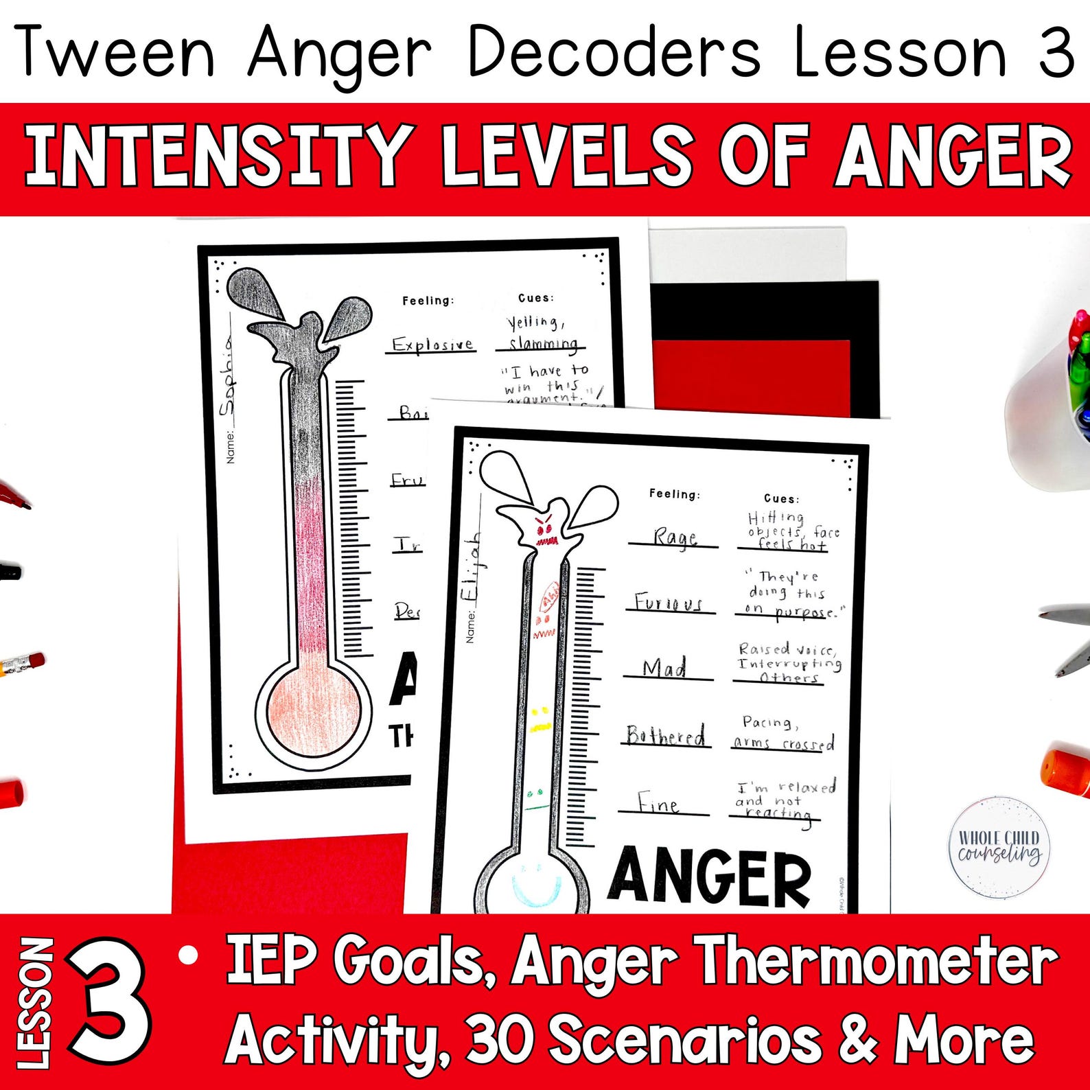 Tween and Teen Anger Management SEL Activity: Levels of Anger ...